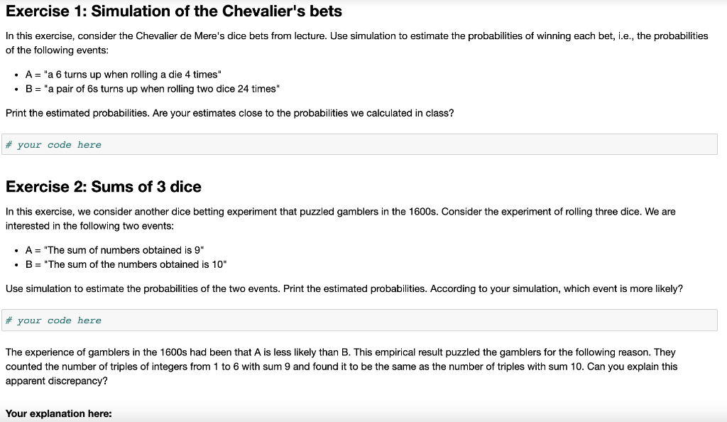 Solved In the following exercises, we will use simulation to | Chegg.com