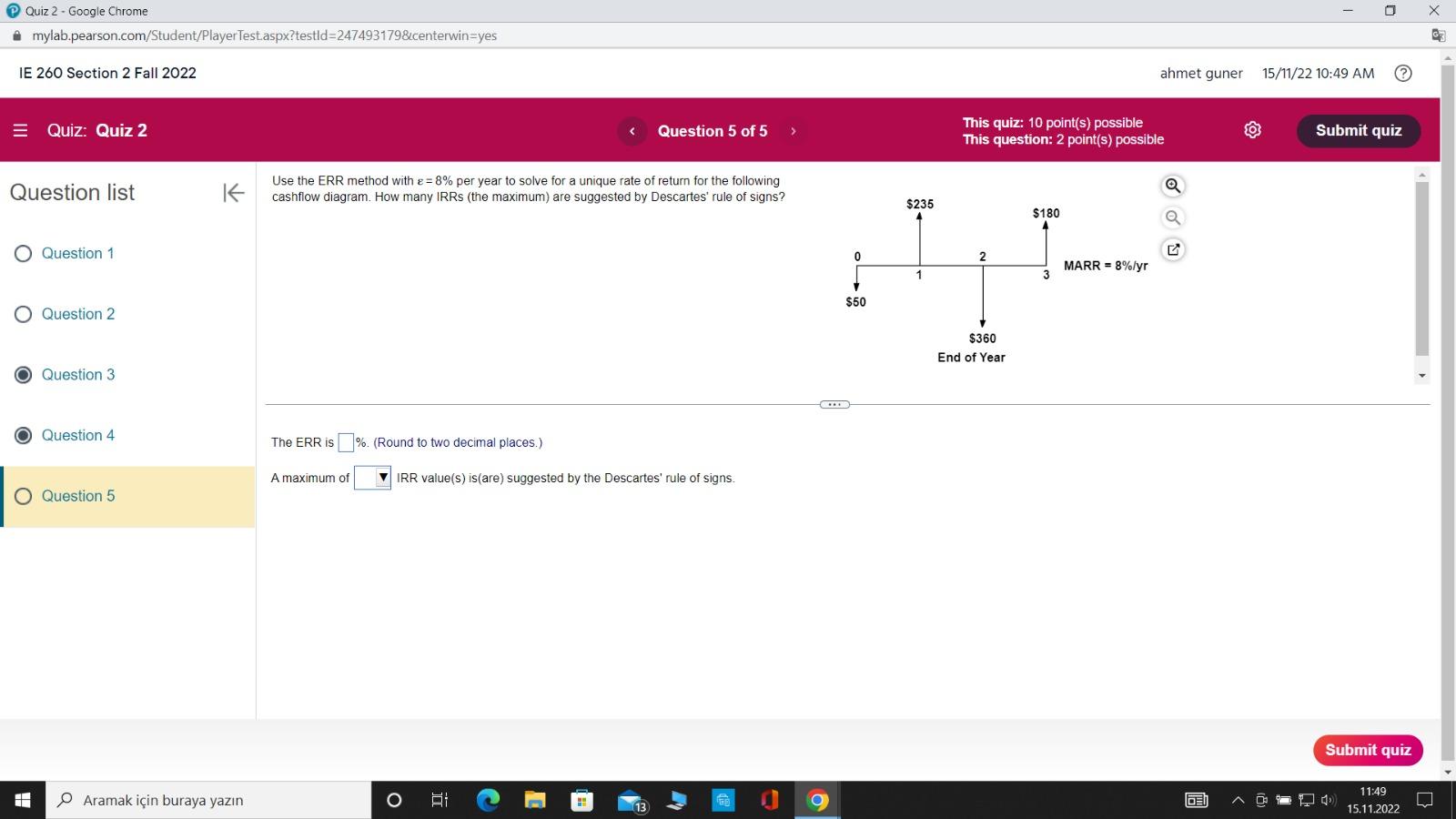 Solved Use the ERR method with ε=8% per year to solve for a | Chegg.com