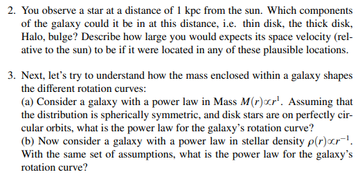 Solved 2. You observe a star at a distance of 1kpc from the | Chegg.com
