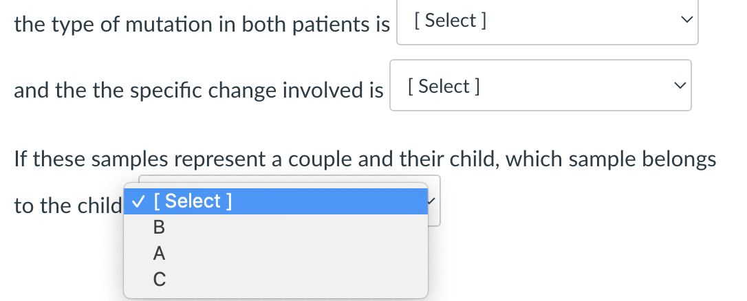 Solved Identify the mutation in the two patients in panels B | Chegg.com