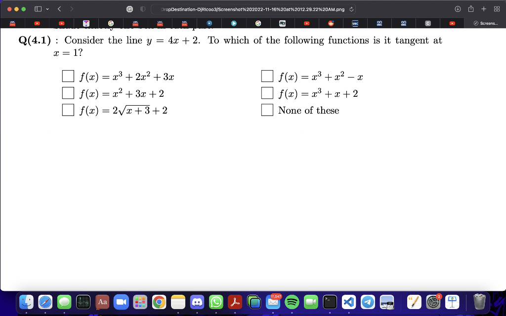 Solved 2(4.1) : Consider the line y=4x+2. To which of the | Chegg.com