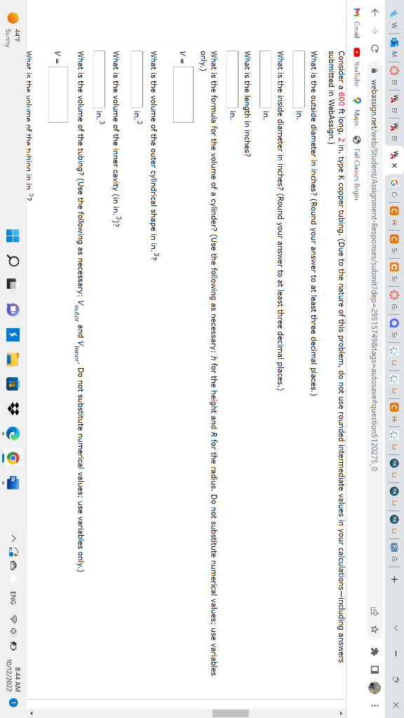 Solved Consider a 600ft long, 2 in. type K copper tubing. | Chegg.com