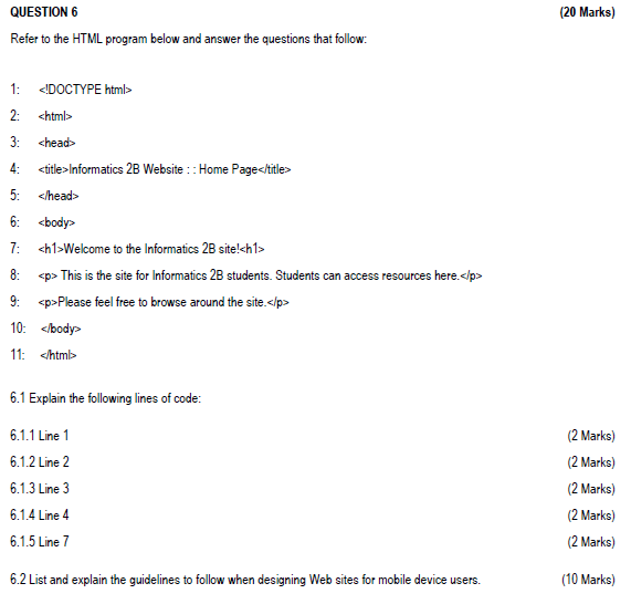 Solved 6.1 Explain the following lines of code: 6.1.1 Line 1 | Chegg.com