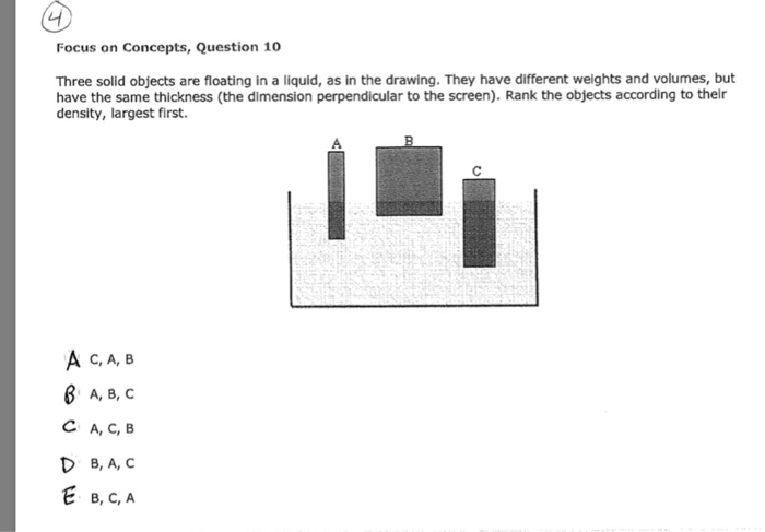 Solved 41 Focus on Concepts, Question 10 Three solid objects | Chegg.com