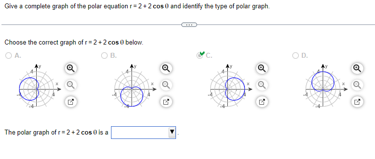 Give a complete graph of the polar equation r=2+2cosθ | Chegg.com