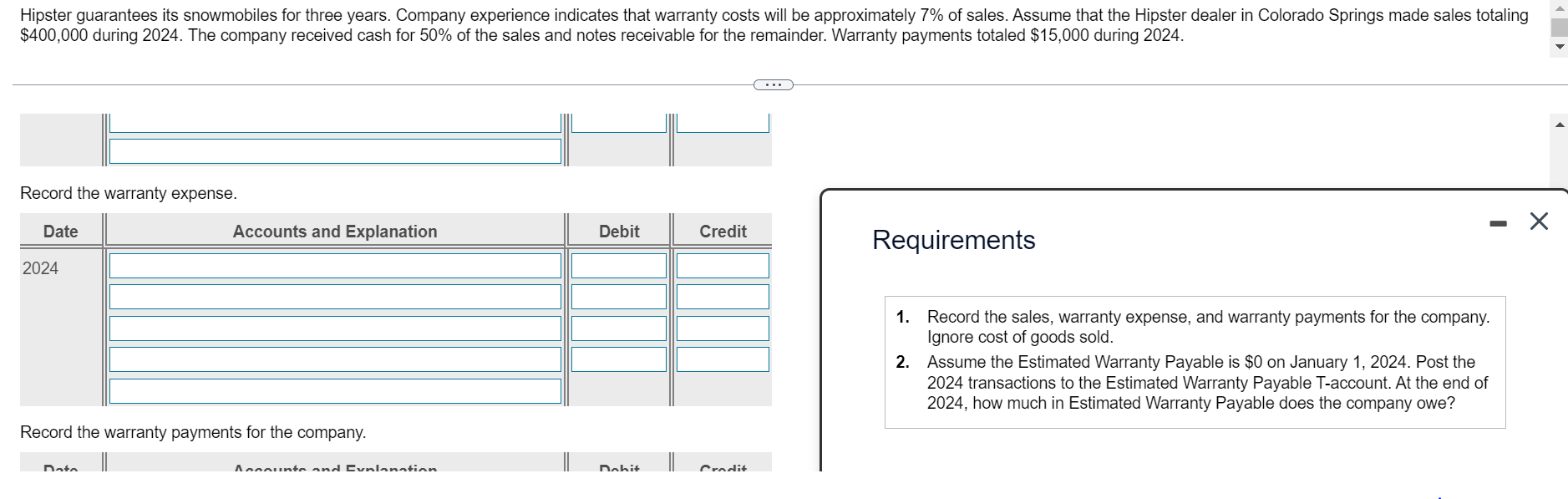 Solved entry table.) Begin with the entry to record the | Chegg.com