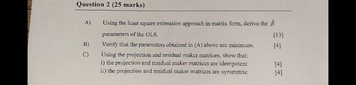 Solved A Using The Least Square Estimation Approach In 0354