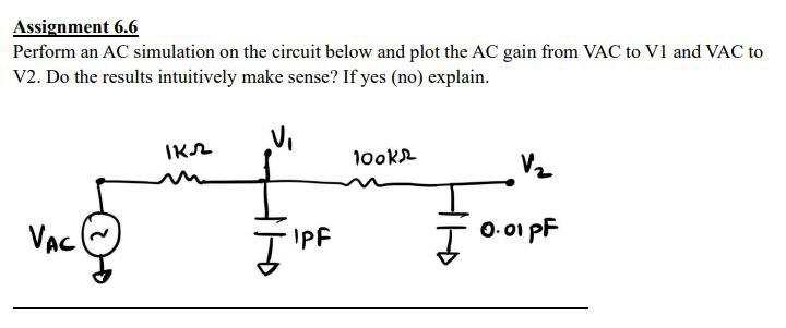 Solved Assignment 6.6 Perform an AC simulation on the | Chegg.com