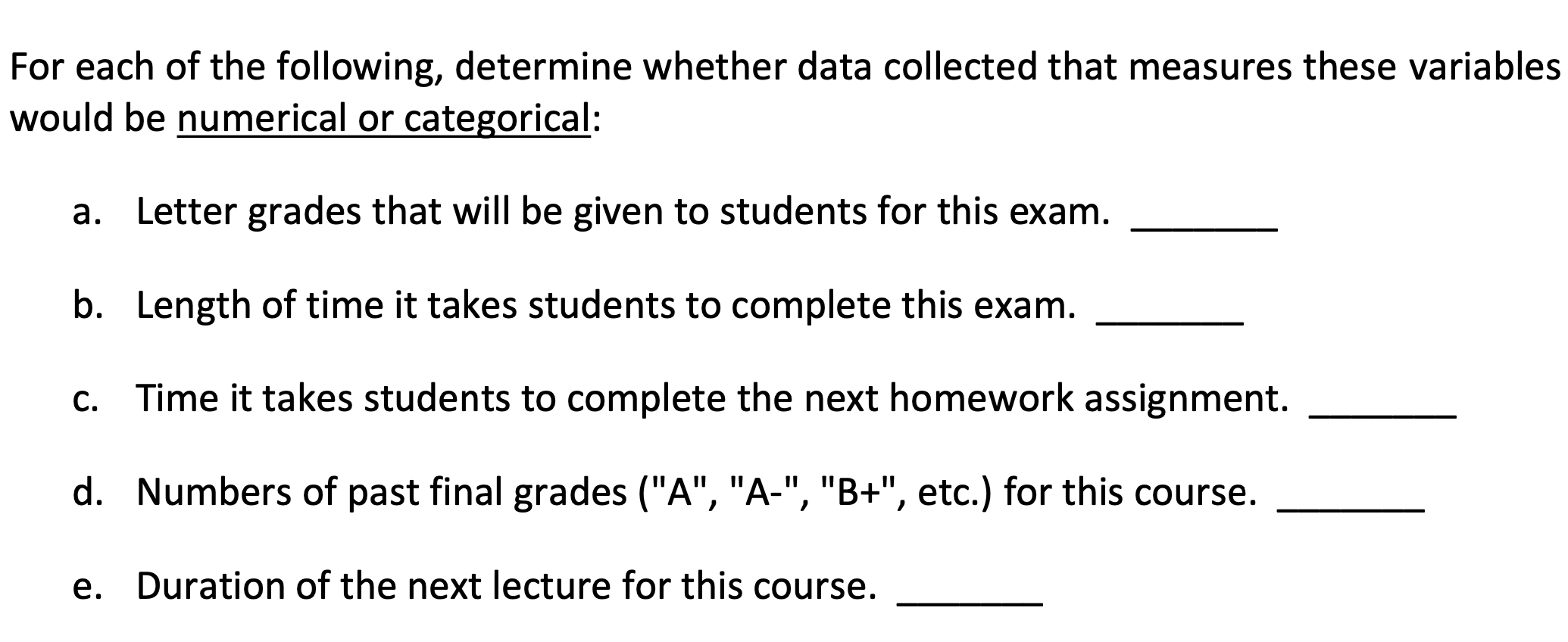 Solved For each of the following, determine whether data | Chegg.com