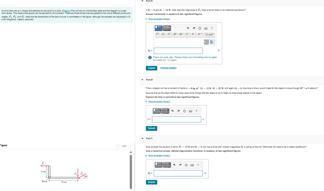 Solved A rod is bent into an L shape and attached at one | Chegg.com