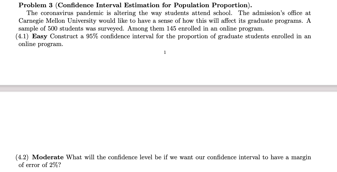 Solved Problem 3 Confidence Interval Estimation For 5152