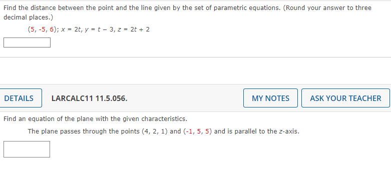 Solved Find the distance between the point and the line | Chegg.com