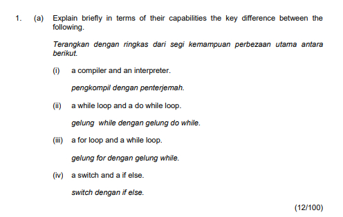 Solved 1. (a) Explain briefly in terms of their capabilities | Chegg.com