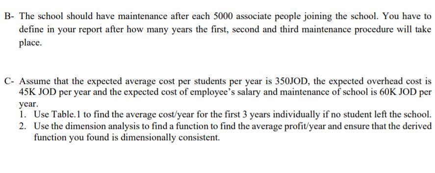 Solved B- The school should have maintenance after each 5000 | Chegg.com