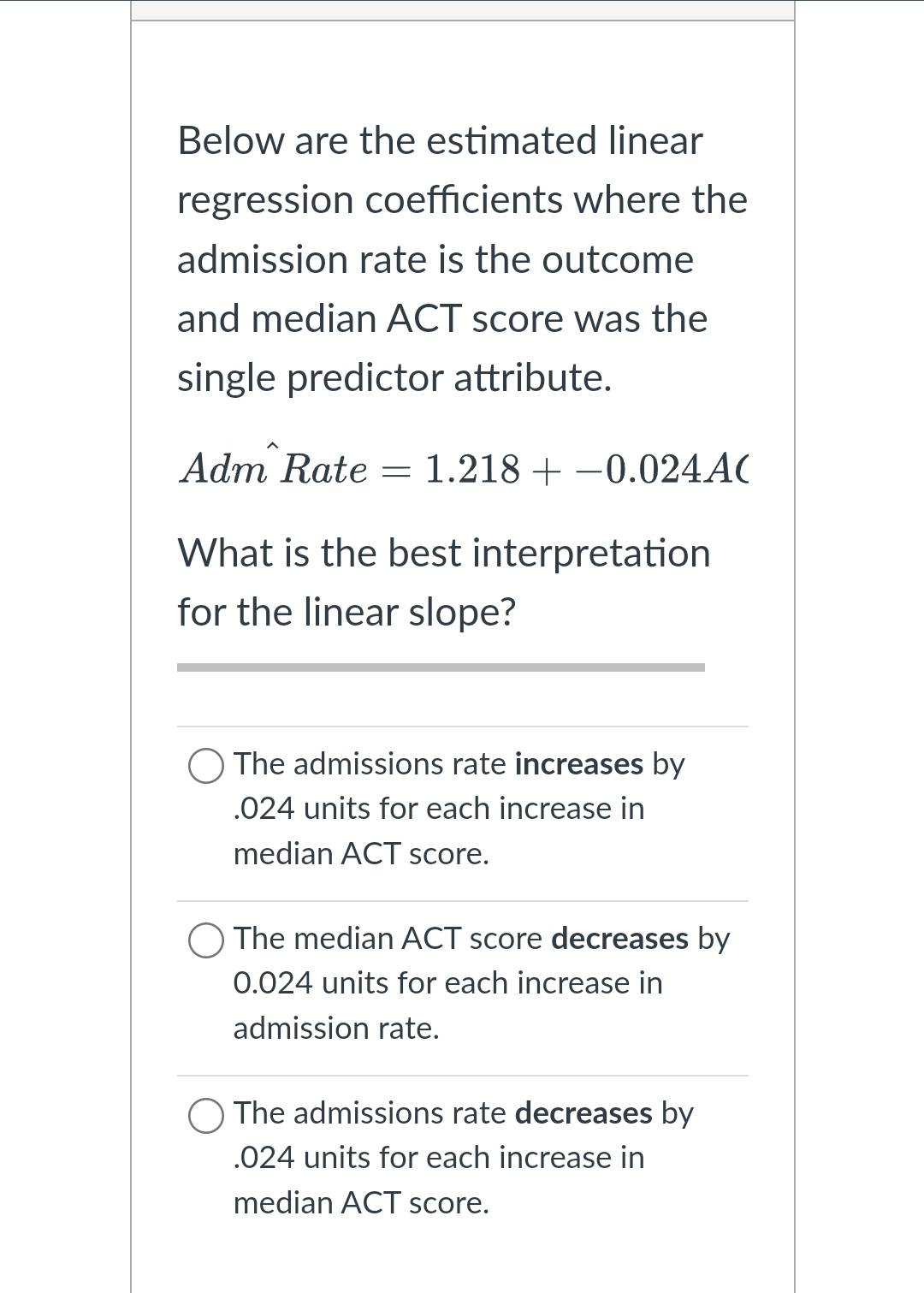 Solved Below are the estimated linear regression | Chegg.com