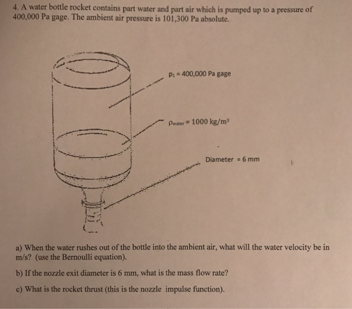 Solved A water bottle rocket contains part water and part | Chegg.com