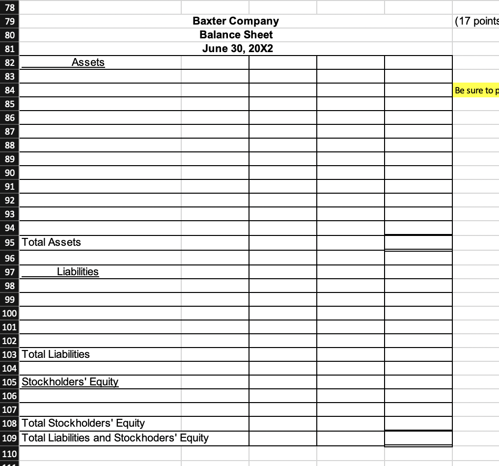 Solved 78 (17 points 79 80 81 Baxter Company Balance Sheet | Chegg.com