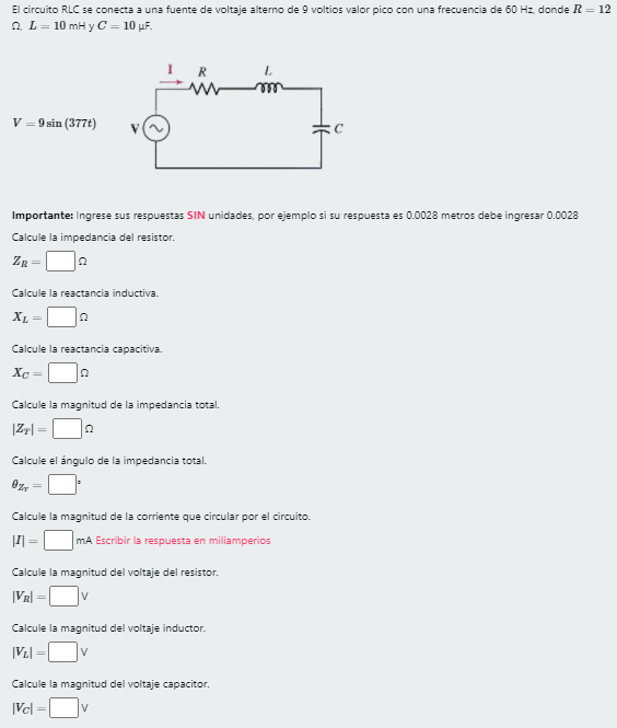 Solved El circuito RLC se conecta a una fuente de voltaje | Chegg.com
