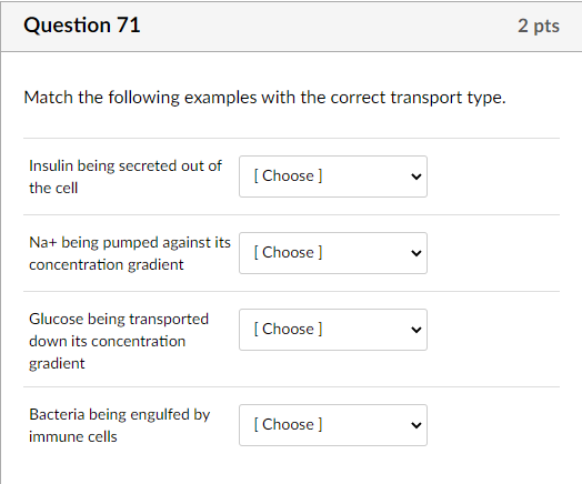 Solved Question 71 2 pts Match the following examples with | Chegg.com