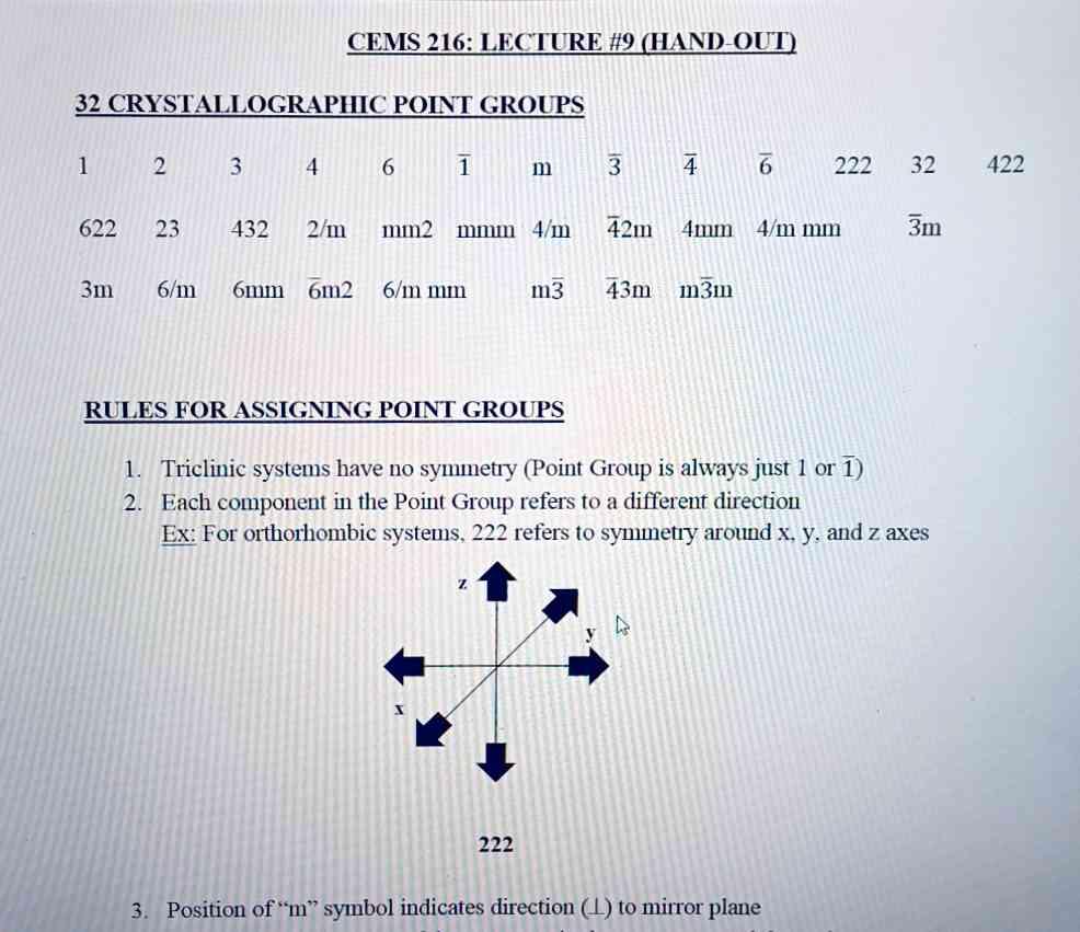 CEMS 216: LECTURE \#9 (HAND-OUT) RULES FOR ASSIGNING | Chegg.com