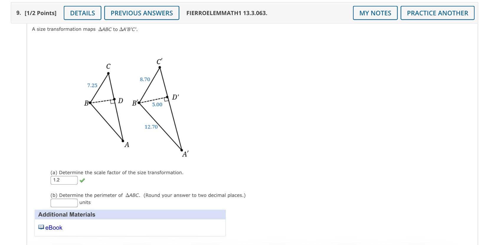 Solved A size transformation maps ABC to A′B′C′. (a) | Chegg.com