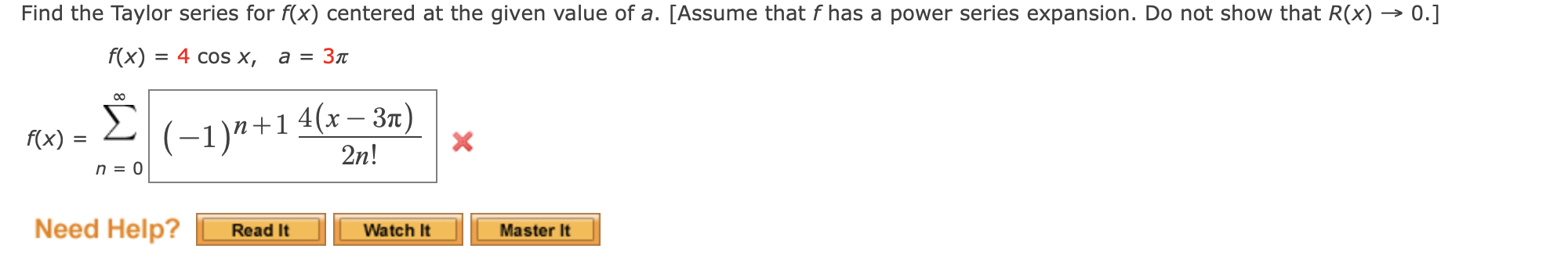 Solved Find the Taylor series for f(x) centered at the given | Chegg.com