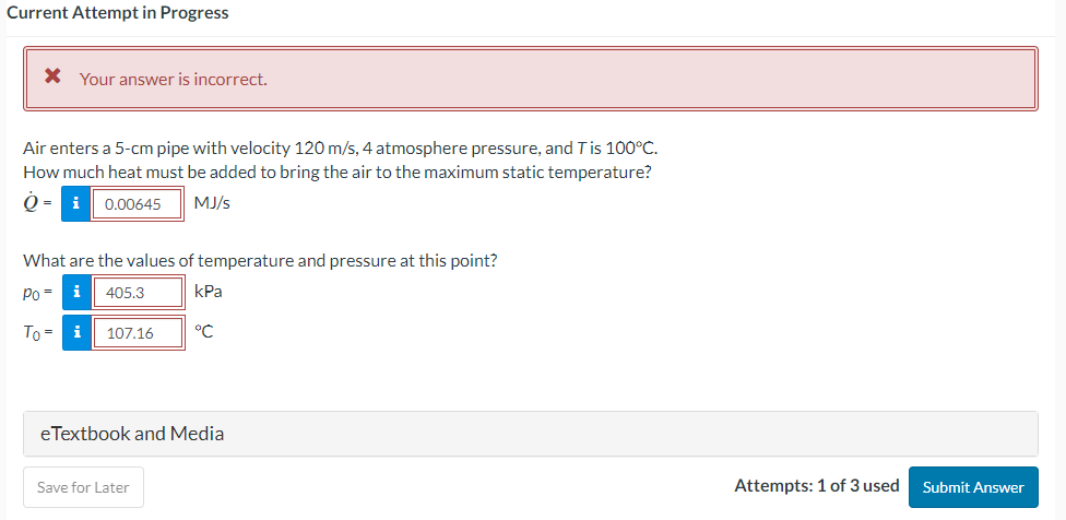 Solved Air enters a 5−cm pipe with velocity 120 m/s,4 | Chegg.com
