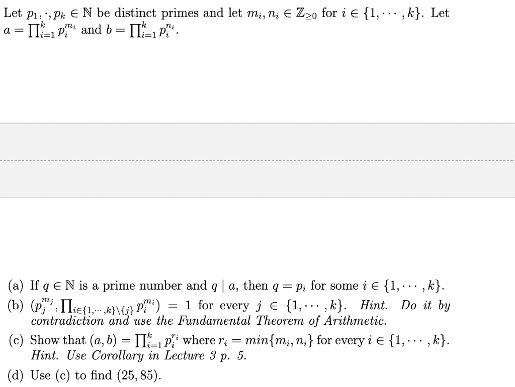 Solved Let p1,⋅,pk∈N be distinct primes and let mi,ni∈Z≥0 | Chegg.com