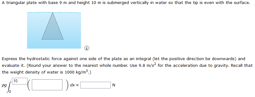 Solved A triangular plate with base 9 m and height 10 m is | Chegg.com