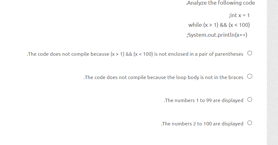 Analyze The Following Codeint X1 ﻿while 