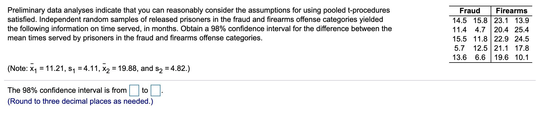 Solved Preliminary data analyses indicate that you can | Chegg.com