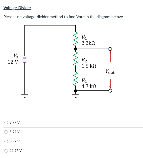 Solved Voltage-Divider Please use voltage-divider method to | Chegg.com