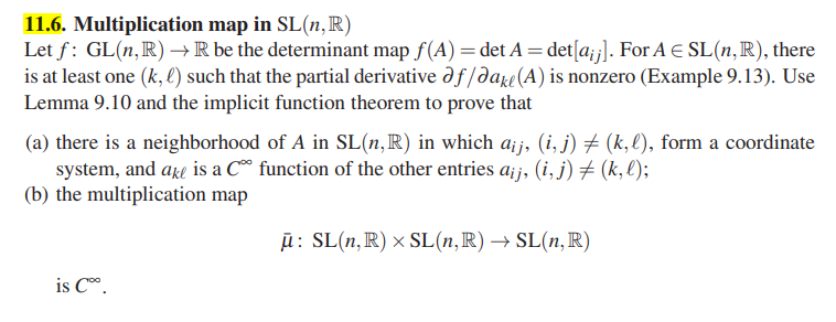 11.6. Multiplication map in SL(n, R) Let f: GL(n, R) | Chegg.com