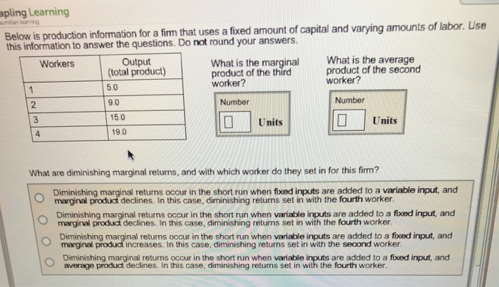 Solved pling Learning Below is production information for a | Chegg.com