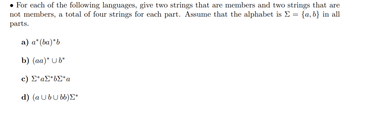 Solved • For Each Of The Following Languages Give Two 8397