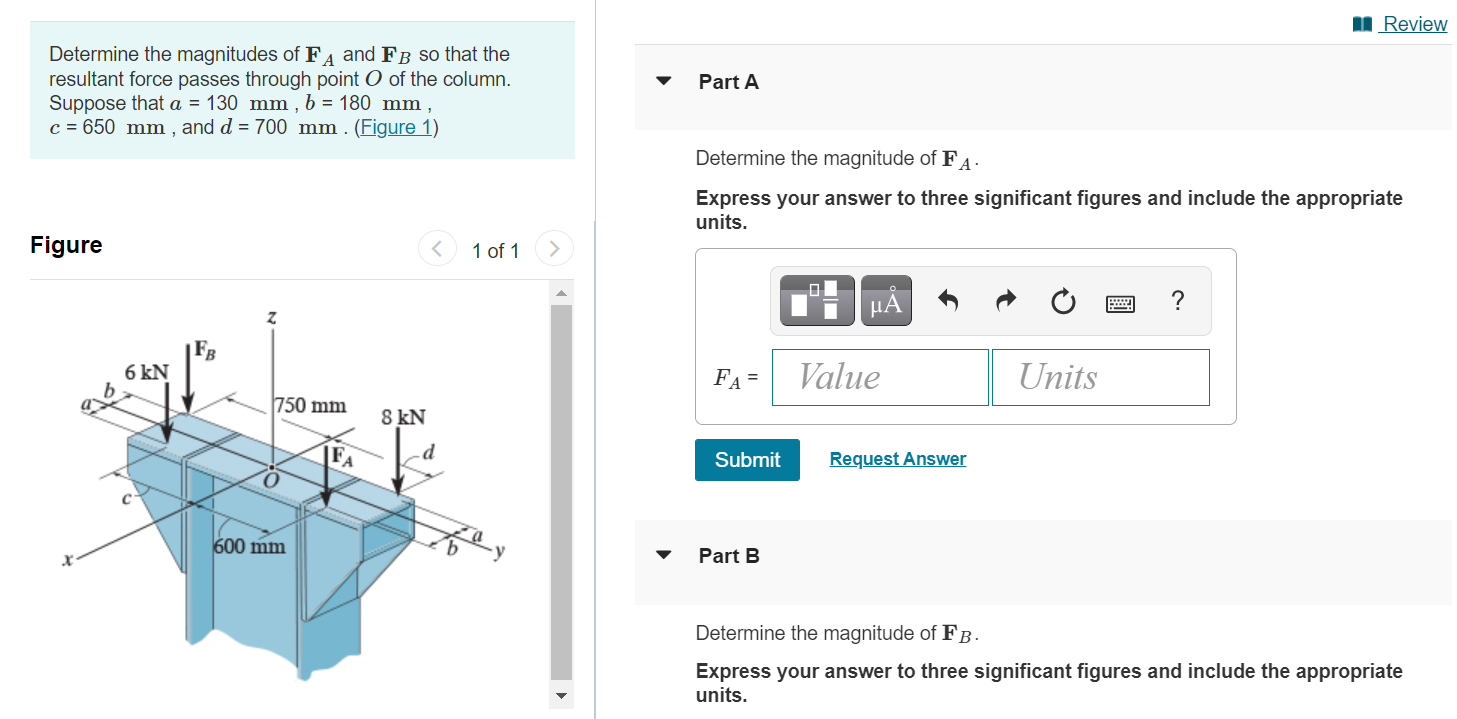 Solved A Review Determine the magnitudes of FA and FB so | Chegg.com