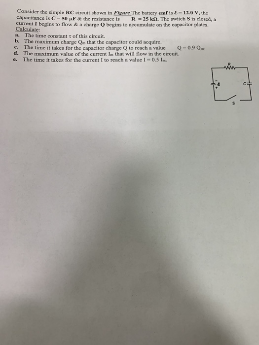 Solved Consider the simple RC circuit shown in Figure The | Chegg.com