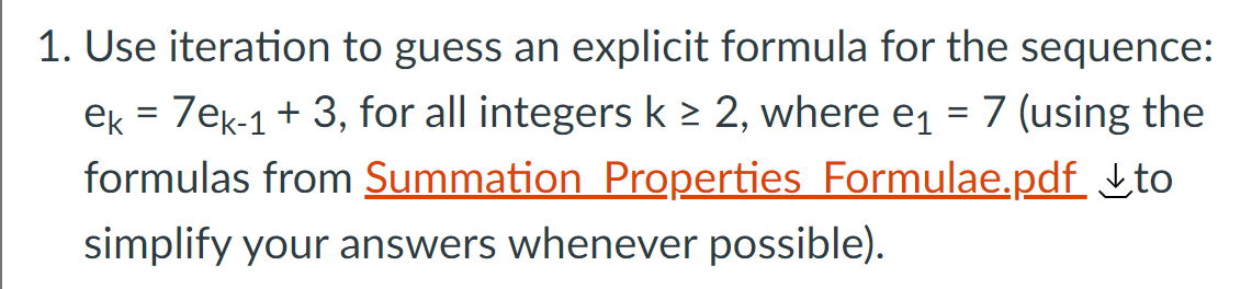 Solved Use iteration to guess an explicit formula for the | Chegg.com