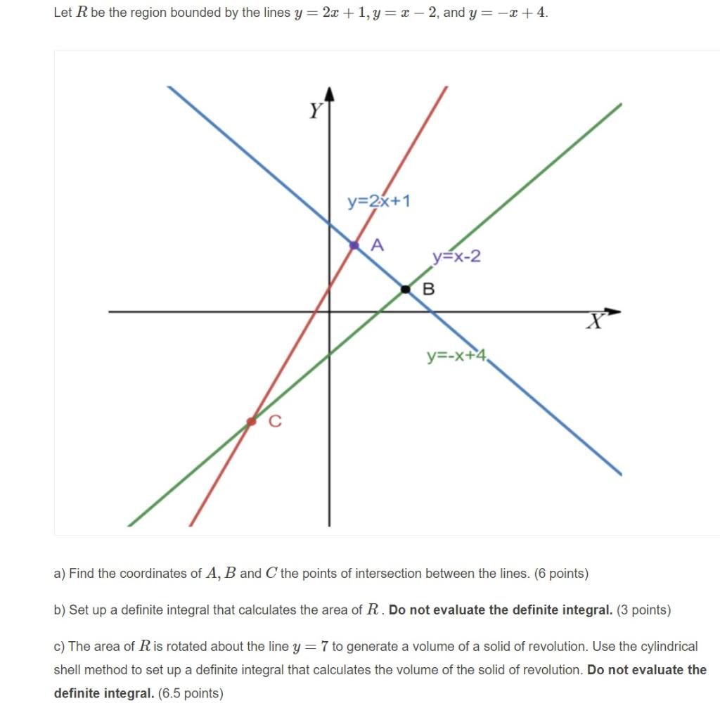 Solved Let R be the region bounded by the lines y = 2x +1, y | Chegg.com