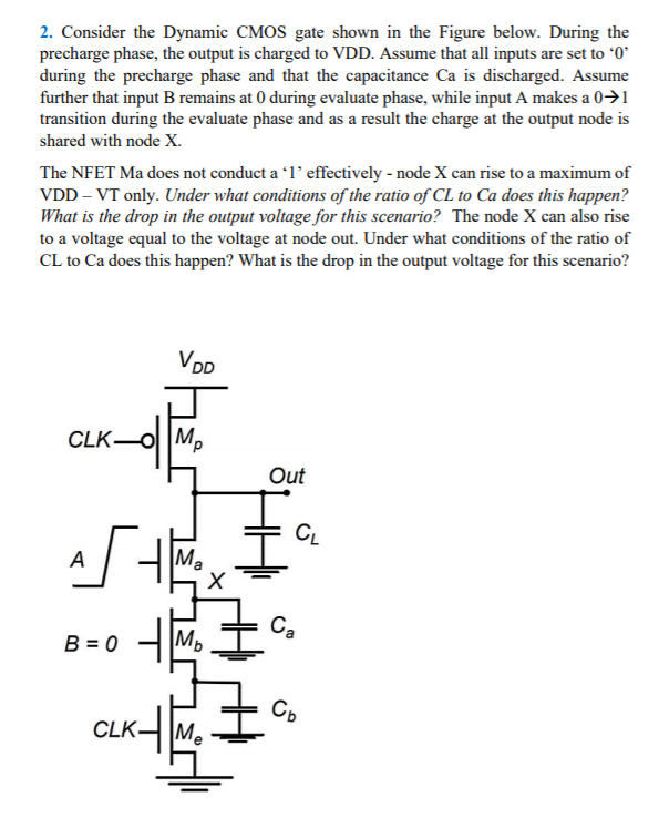 Solved 2. Consider the Dynamic CMOS gate shown in the Figure | Chegg.com