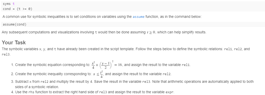 Solved Creating Symbolic Equations and Relations O solutions | Chegg.com