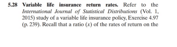 Solved 5.28 Variable life insurance return rates. Refer to | Chegg.com