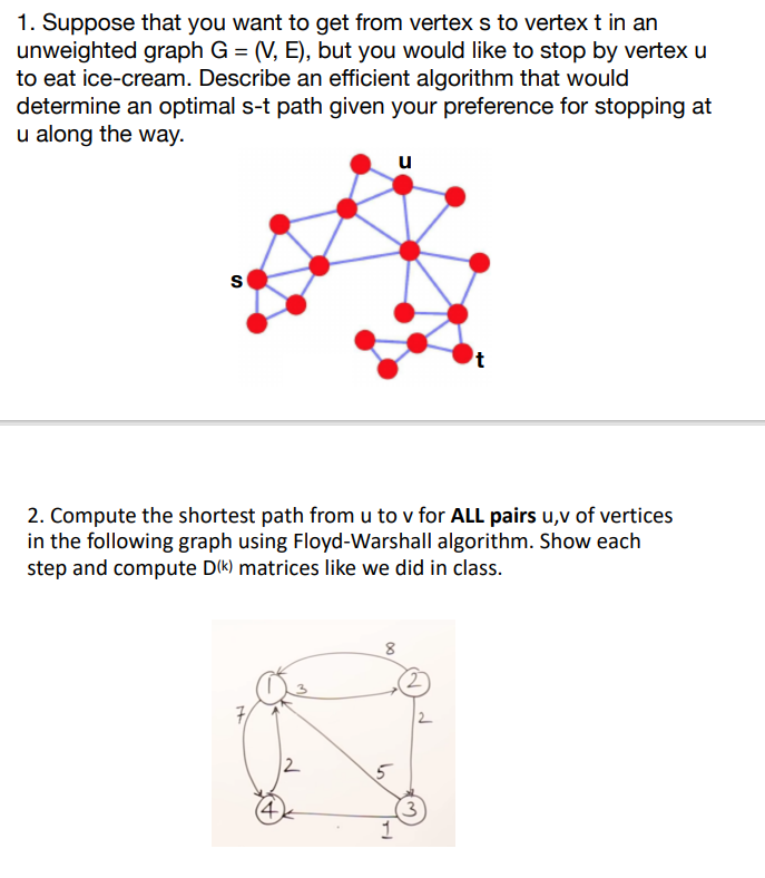 Solved 1. Suppose that you want to get from vertex s to | Chegg.com