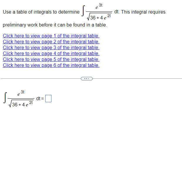 Integral Table E