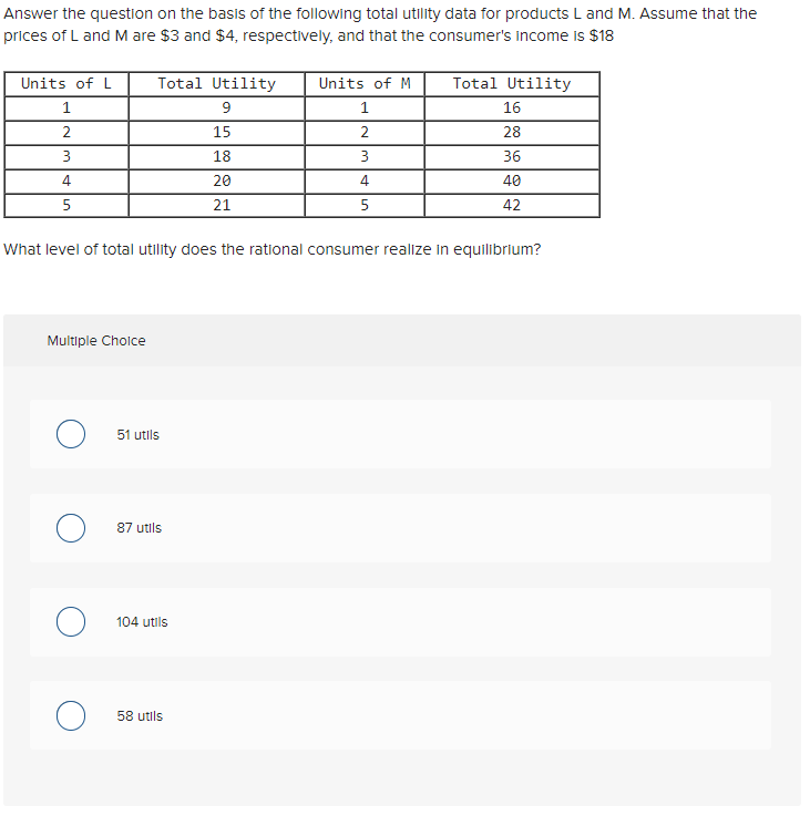 Solved Answer the question on the basis of the following | Chegg.com