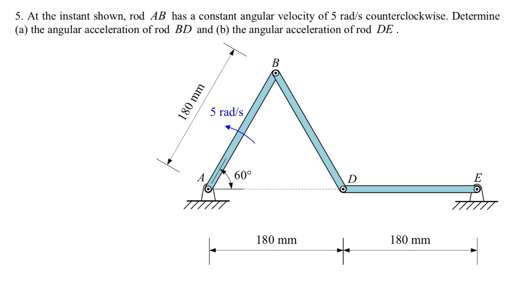 Solved 5. At the instant shown, rod AB has a constant | Chegg.com