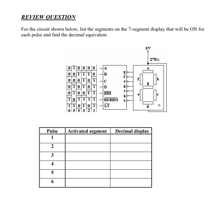 Solved )For the circuit shown below, list the segments on | Chegg.com