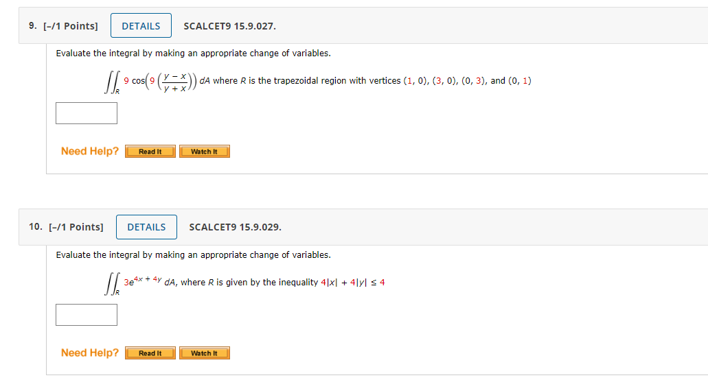 Solved 9. [-/1 Points] DETAILS SCALCET9 15.9.027. Evaluate | Chegg.com