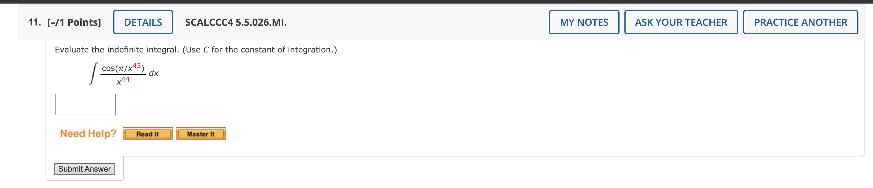 Solved Evaluate the indefinite integral. (Use C for the | Chegg.com