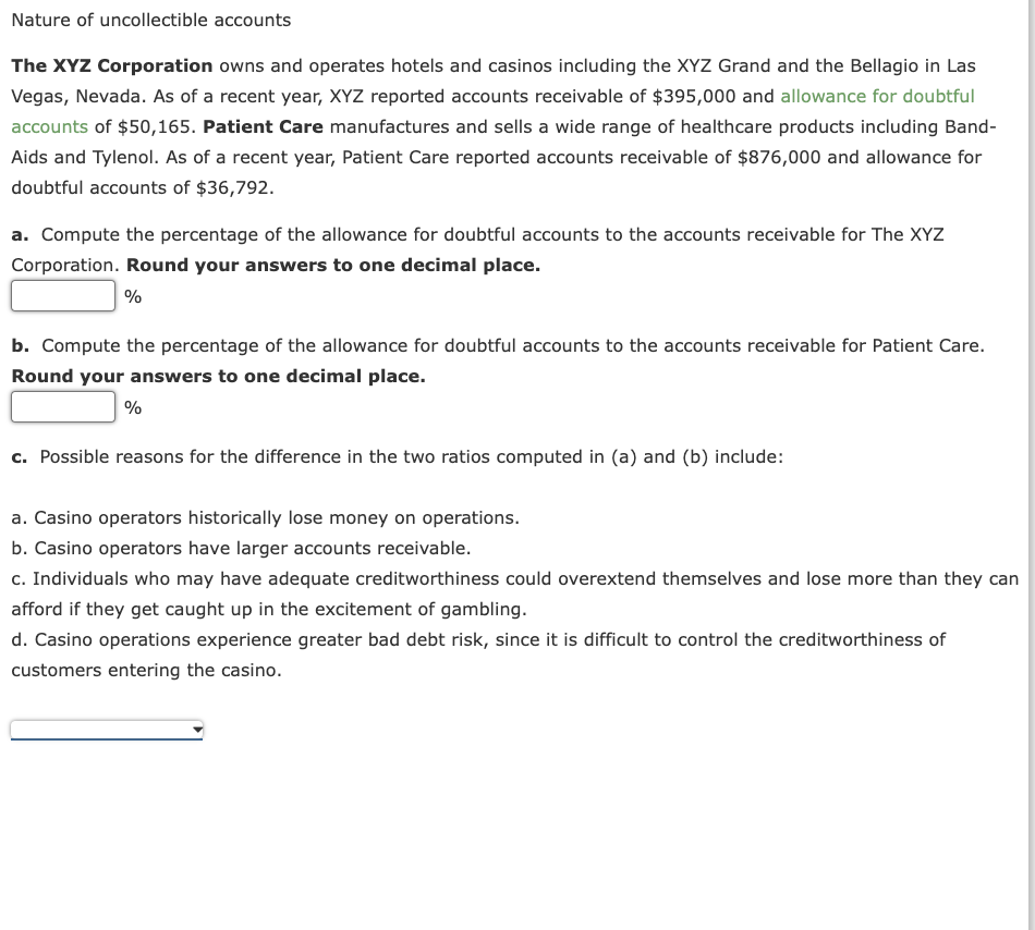 Solved The XYZ Corporation owns and operates hotels and | Chegg.com